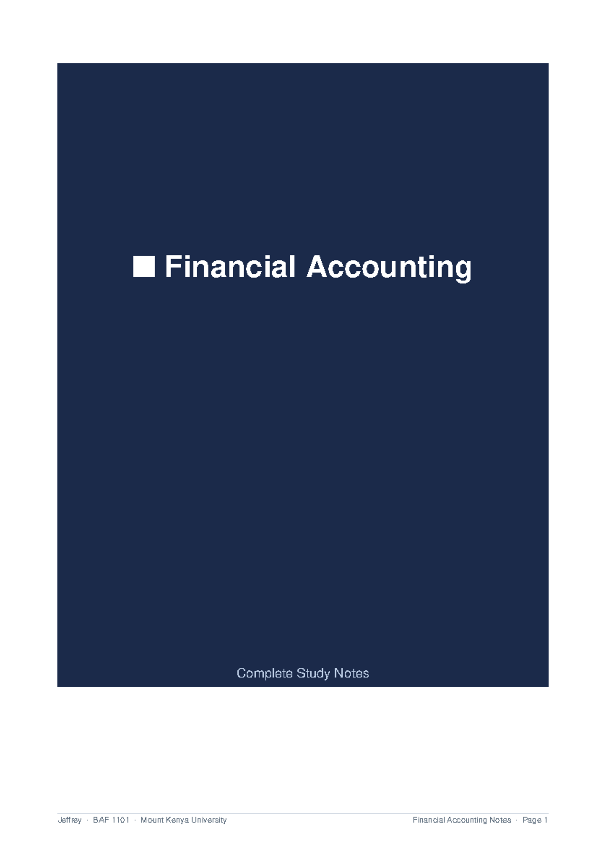 Comprehensive Financial Accounting Study Notes BAF 1101 - Studocu