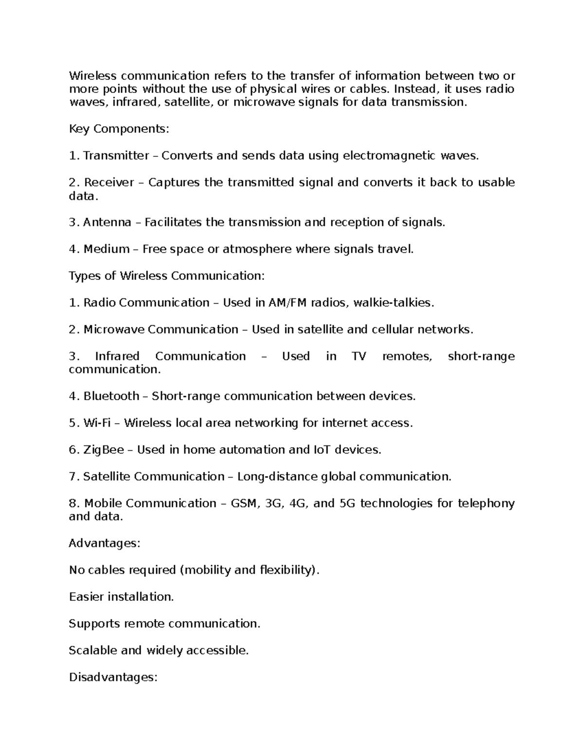 WLC - Overview of Wireless Communication Technologies and Components ...