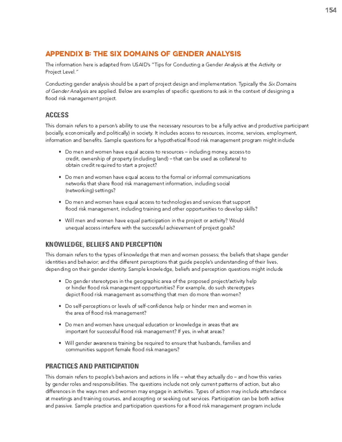 The Six Domains of Gender Analysis - 154 APPENDIX B: THE SIX DOMAINS OF GENDER ANALYSIS The ...