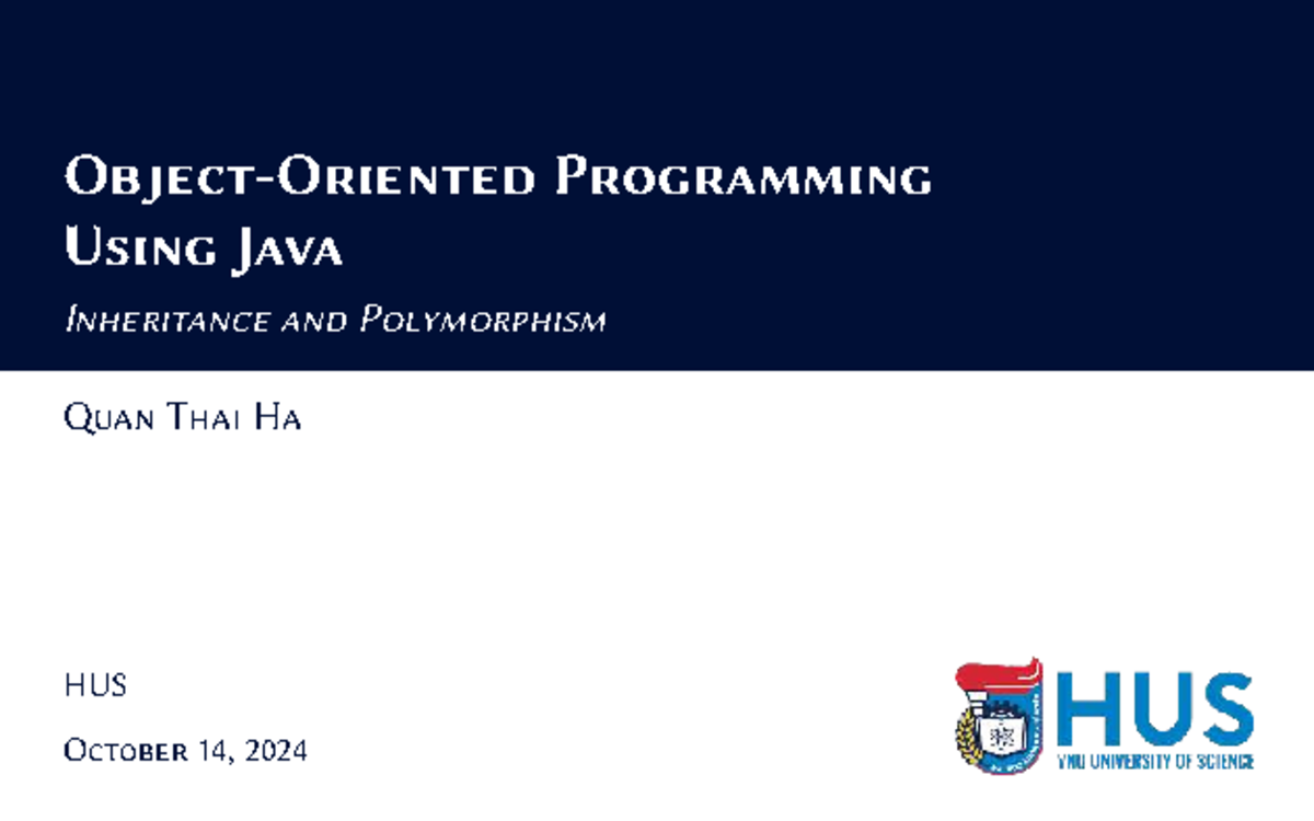 Oop2024 Java Slides W4 Oop Inheritance And Polymorphism Object Oriented Programming Using Java