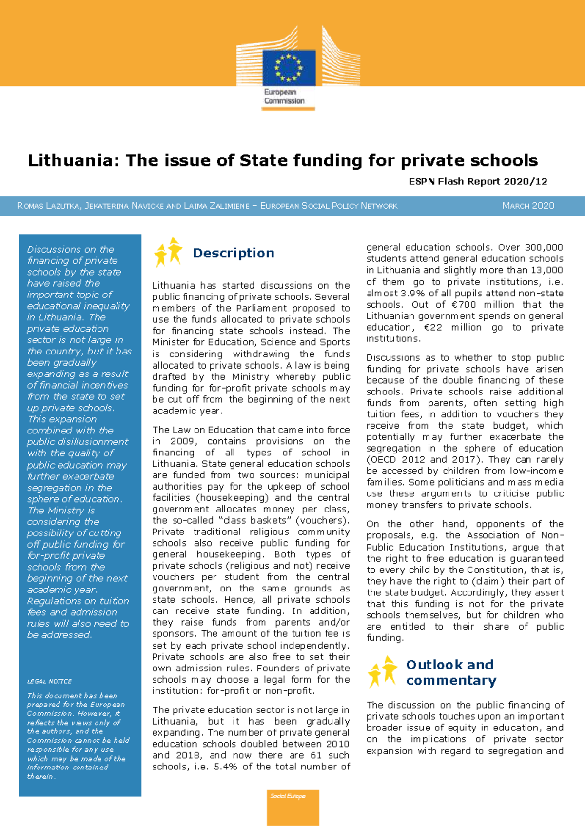 ESPN Flash Report 2020: State Funding for Private Schools in Lithuania ...