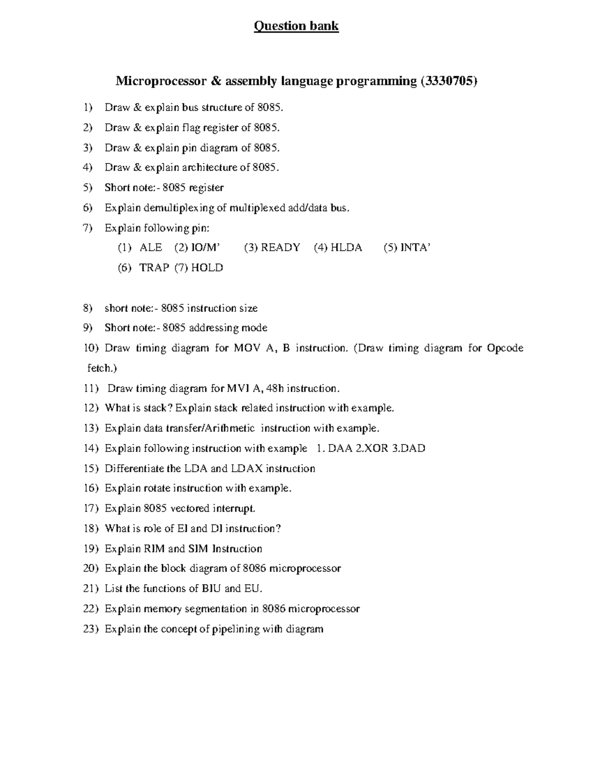 3330705 question-bank - Question bank Microprocessor & assembly language programming (3330705 ...