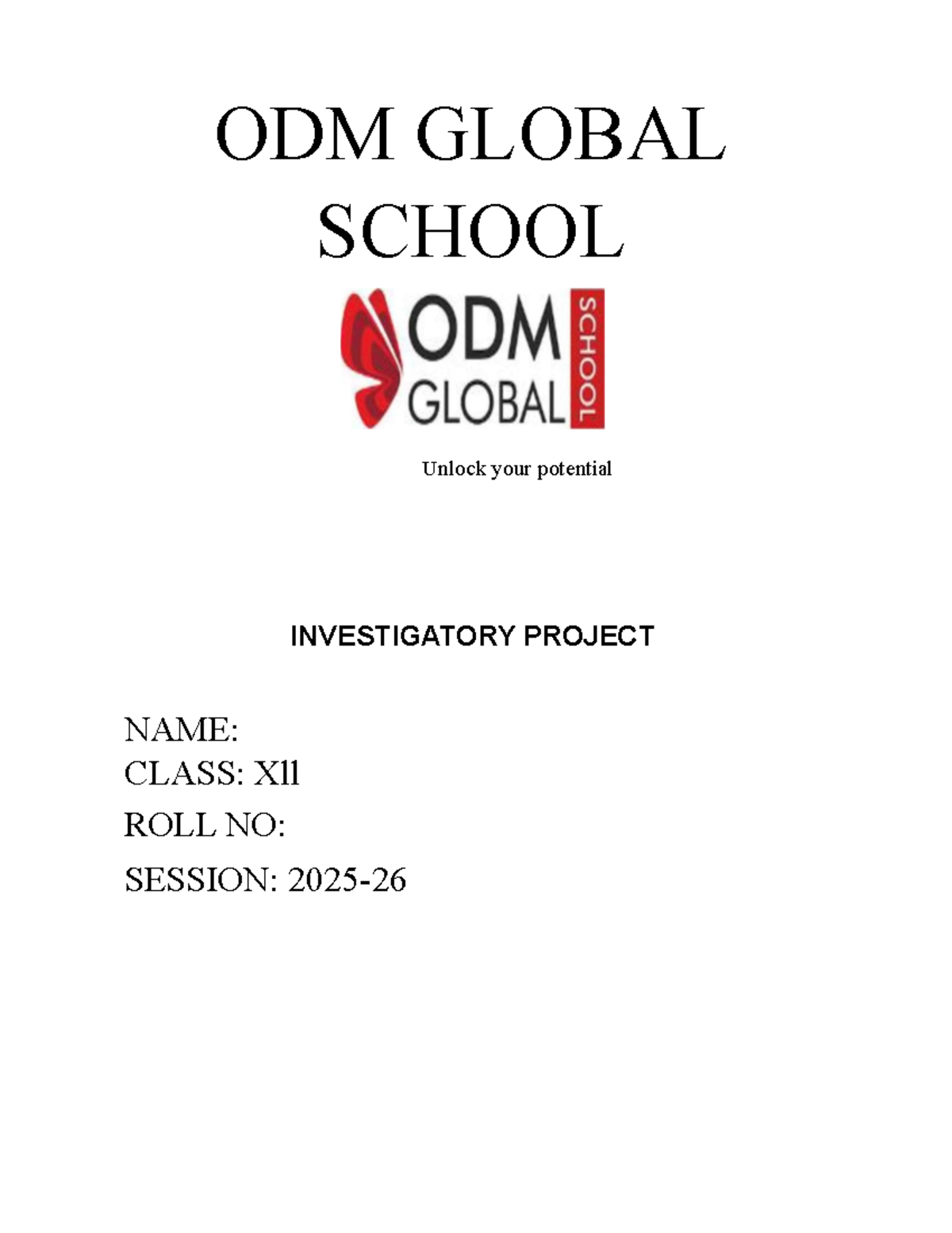 Investigatory Project Cover Page - Class XII - Studocu