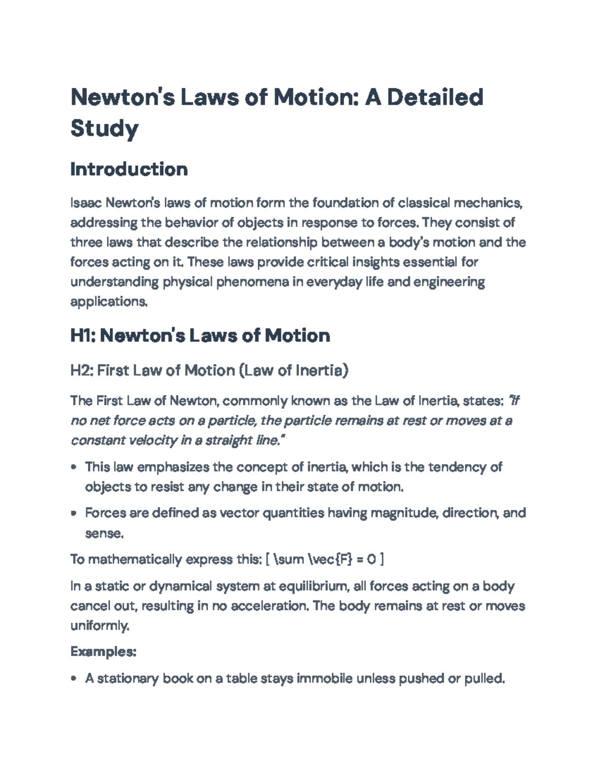 Newton's Laws of Motion: Principles and Applications in Mechanics ...