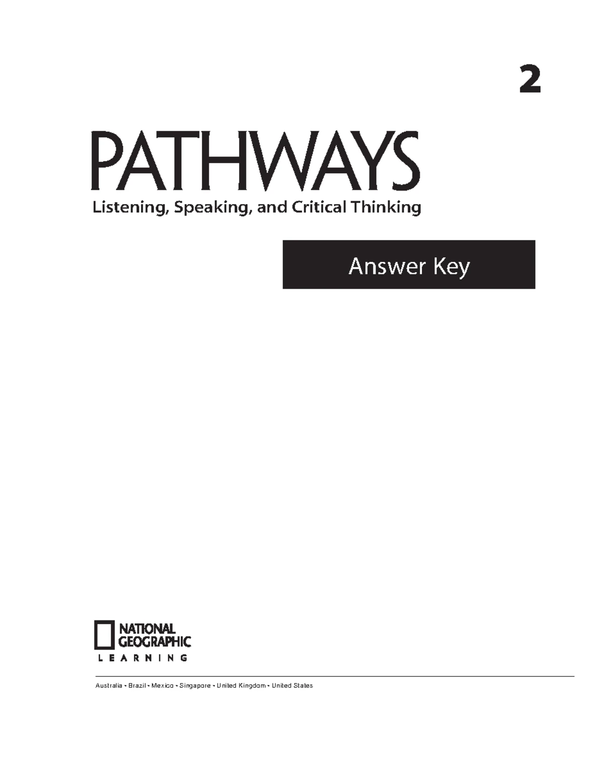 Pathways 2 - Reading, Writing, and Critical Thinking - Answer Key ...