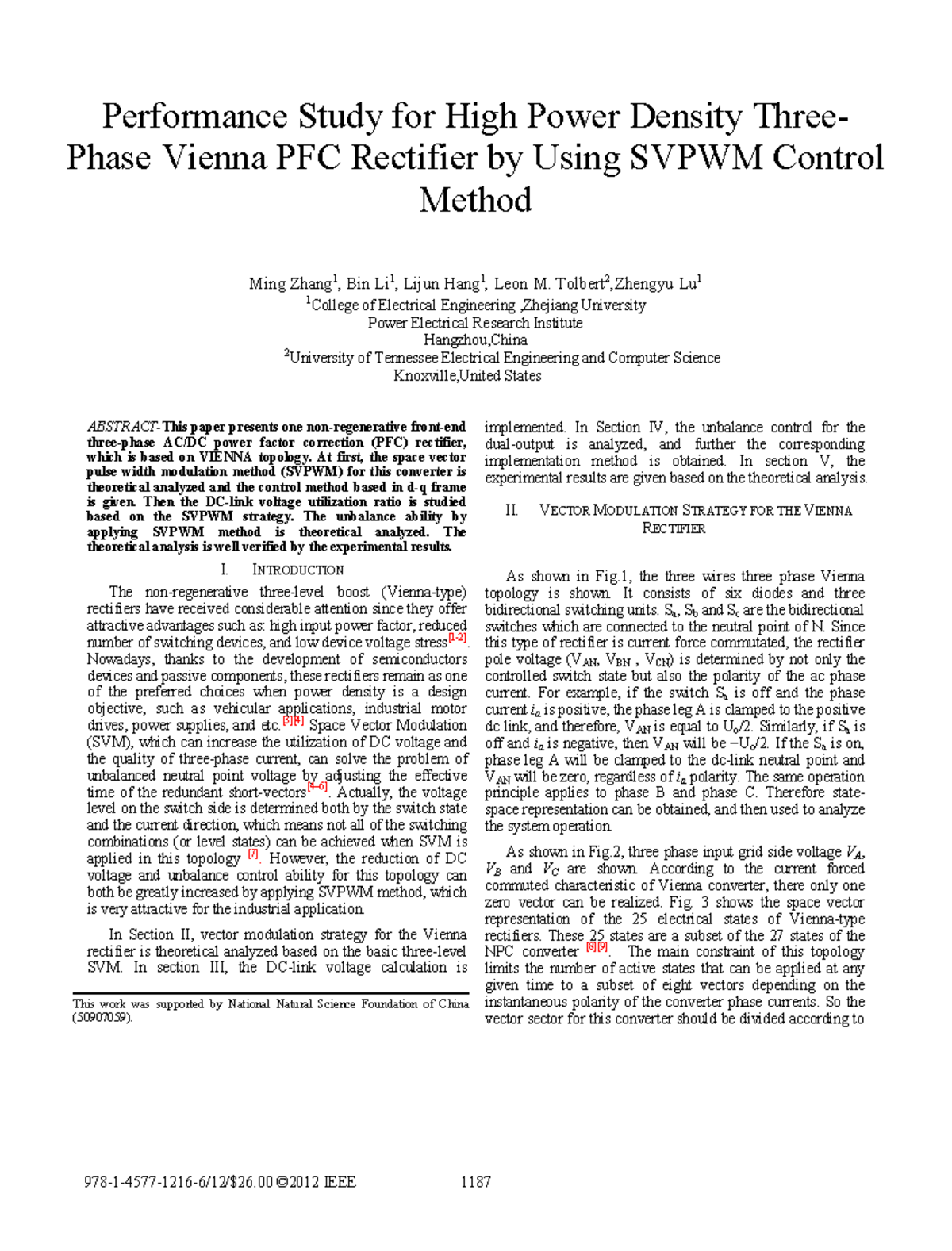 3-Phase Vienna PFC Rectifier Performance Study Using SVPWM Control ...