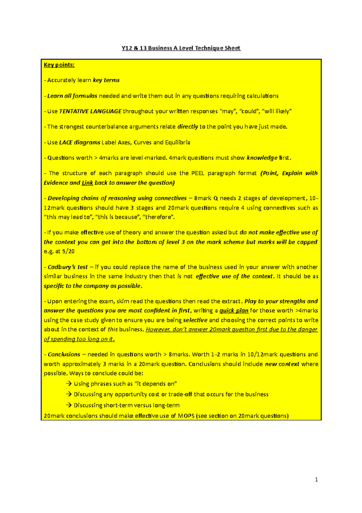 A Level Business Exam Techniques Guide for Success - Studocu