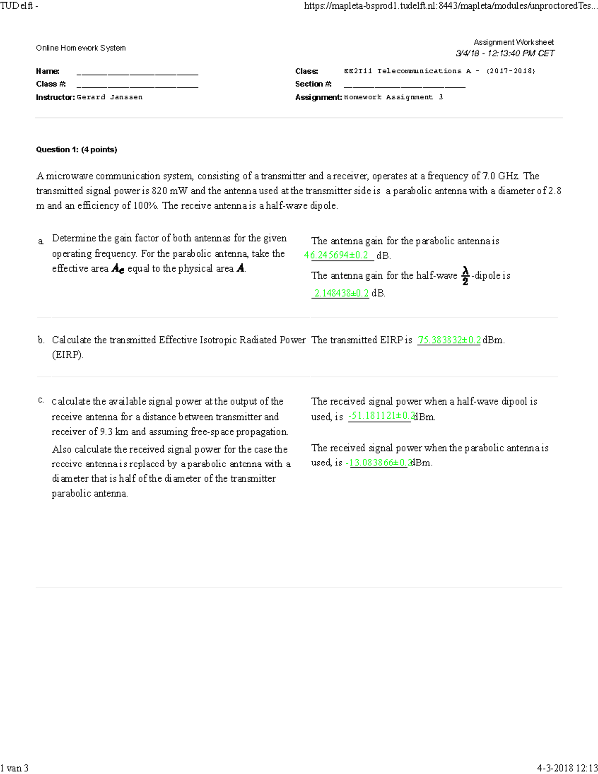 EE2T11 - Homework Assignment 3 Solutions for Telecommunications A ...