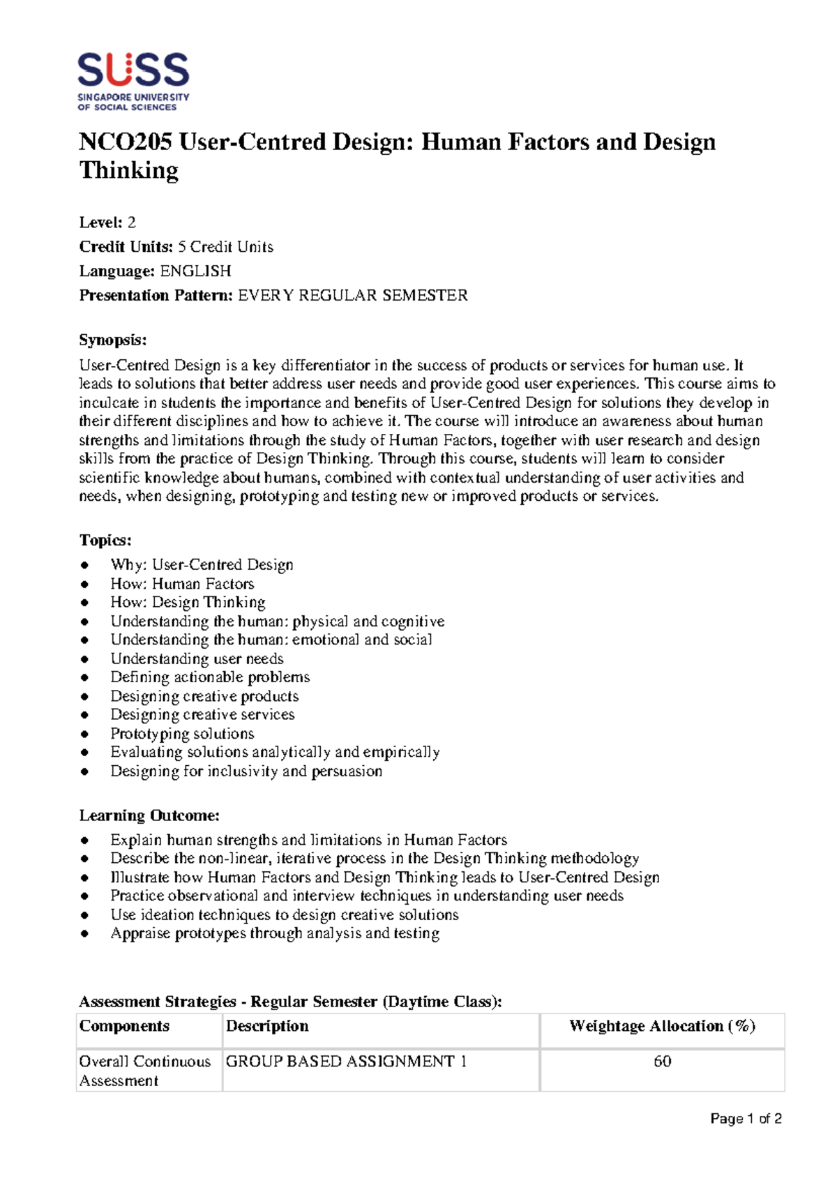 NCO205 Design: Human Factors & Design Thinking Overview - Studocu