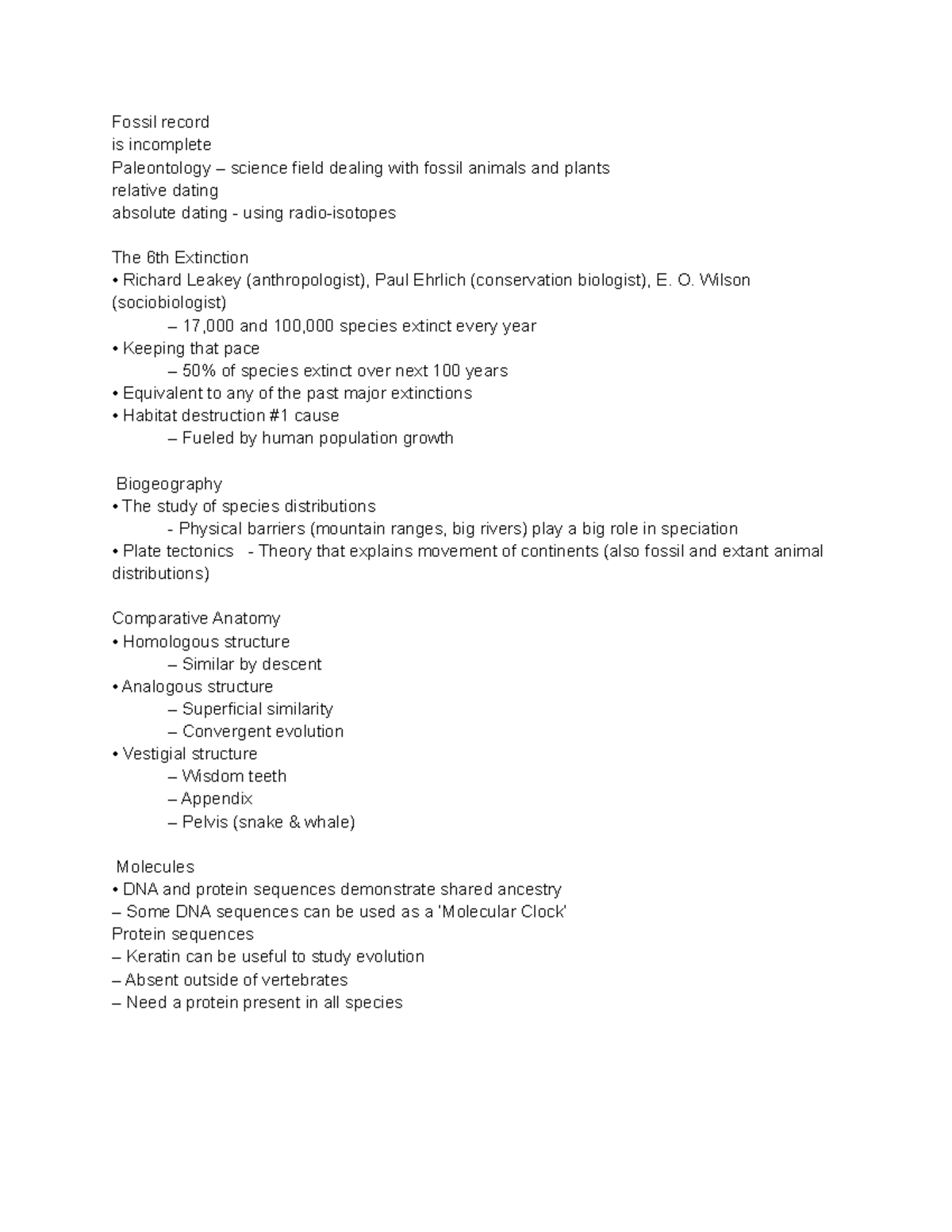 Ch 13 - biology - Fossil record is incomplete Paleontology – science ...