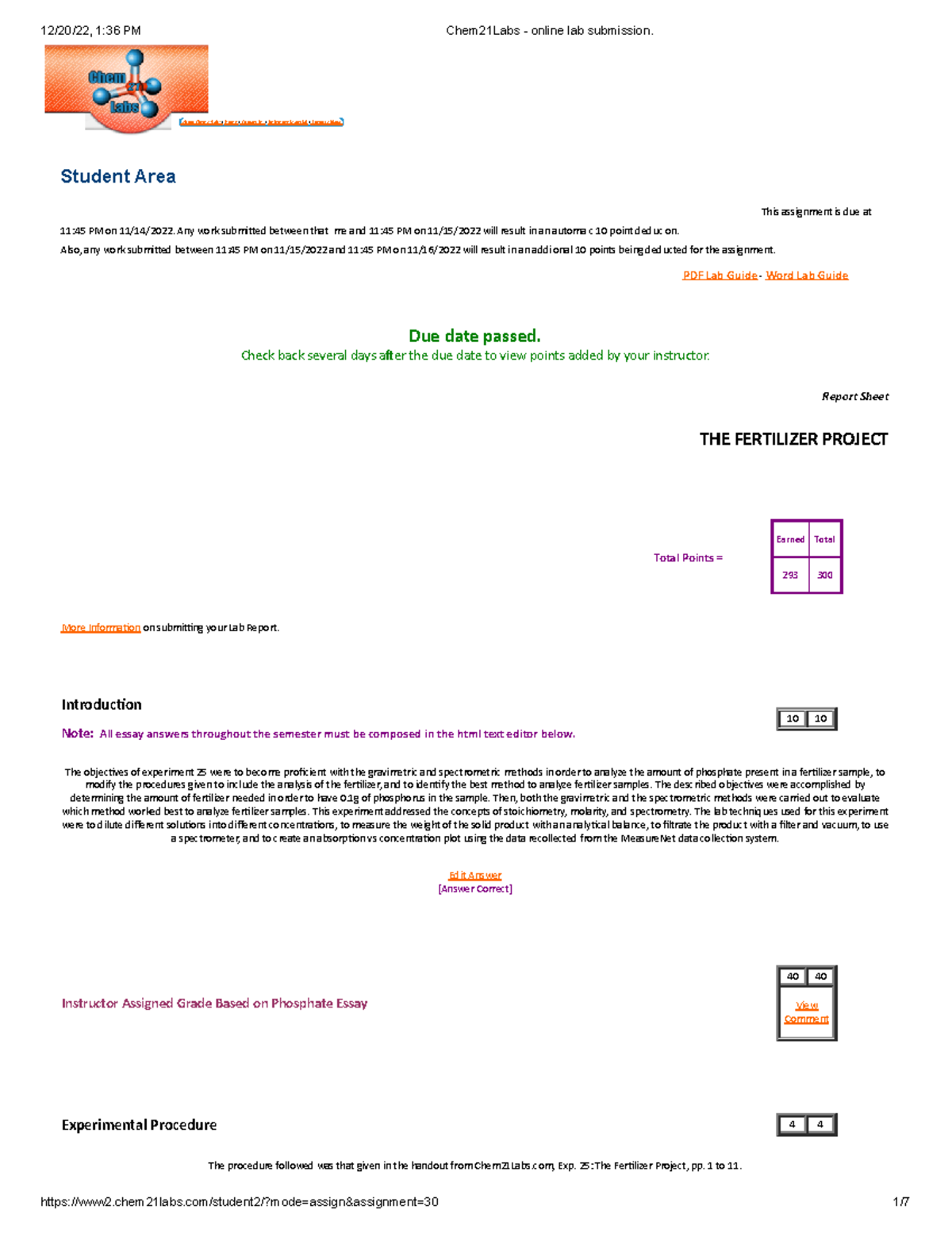 Fertilizer Project Lab Report - Chem21Labs Exp. 25 - Studocu