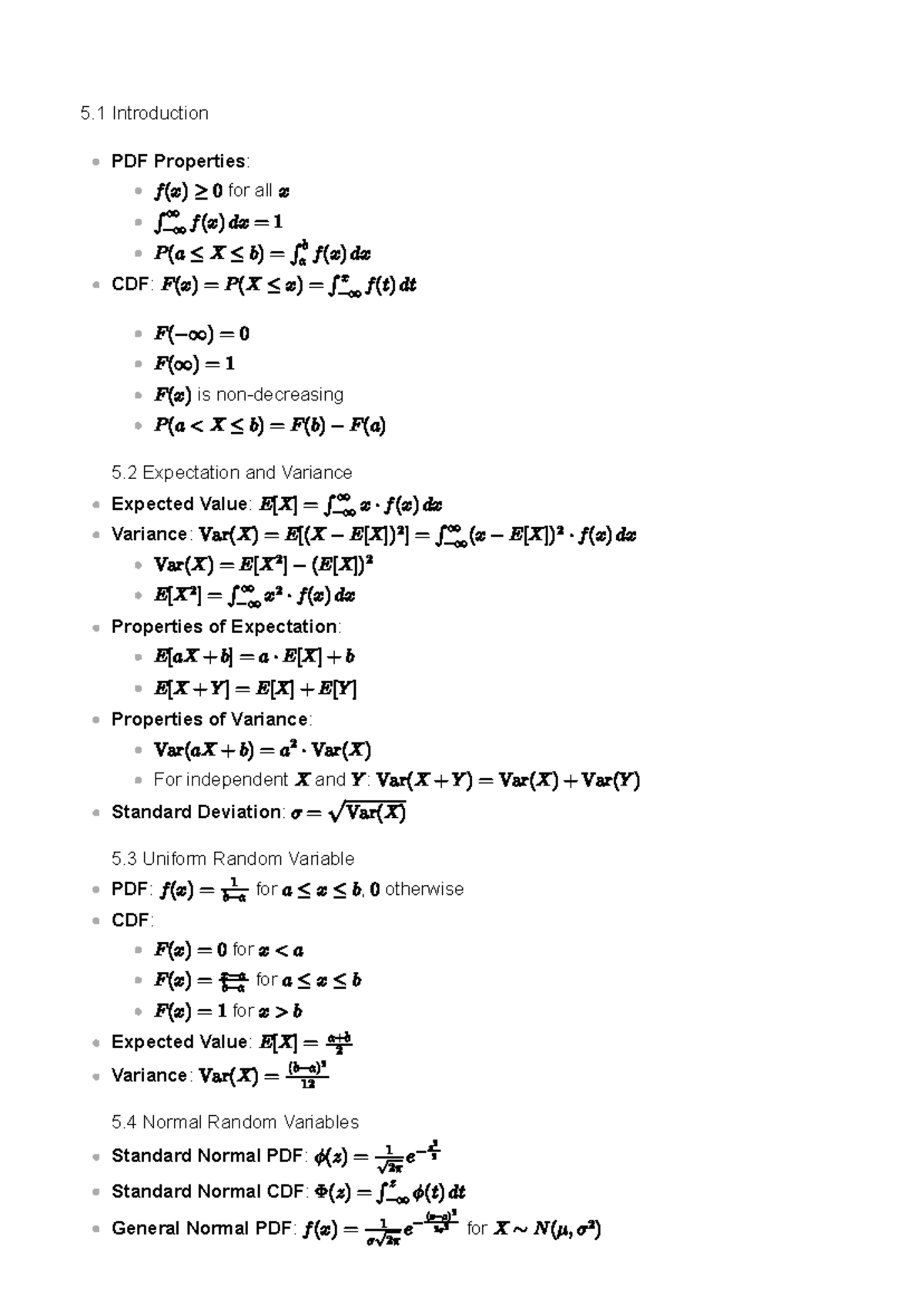 Ch5 - Introduction to Probability Distributions and Expectations - Studocu