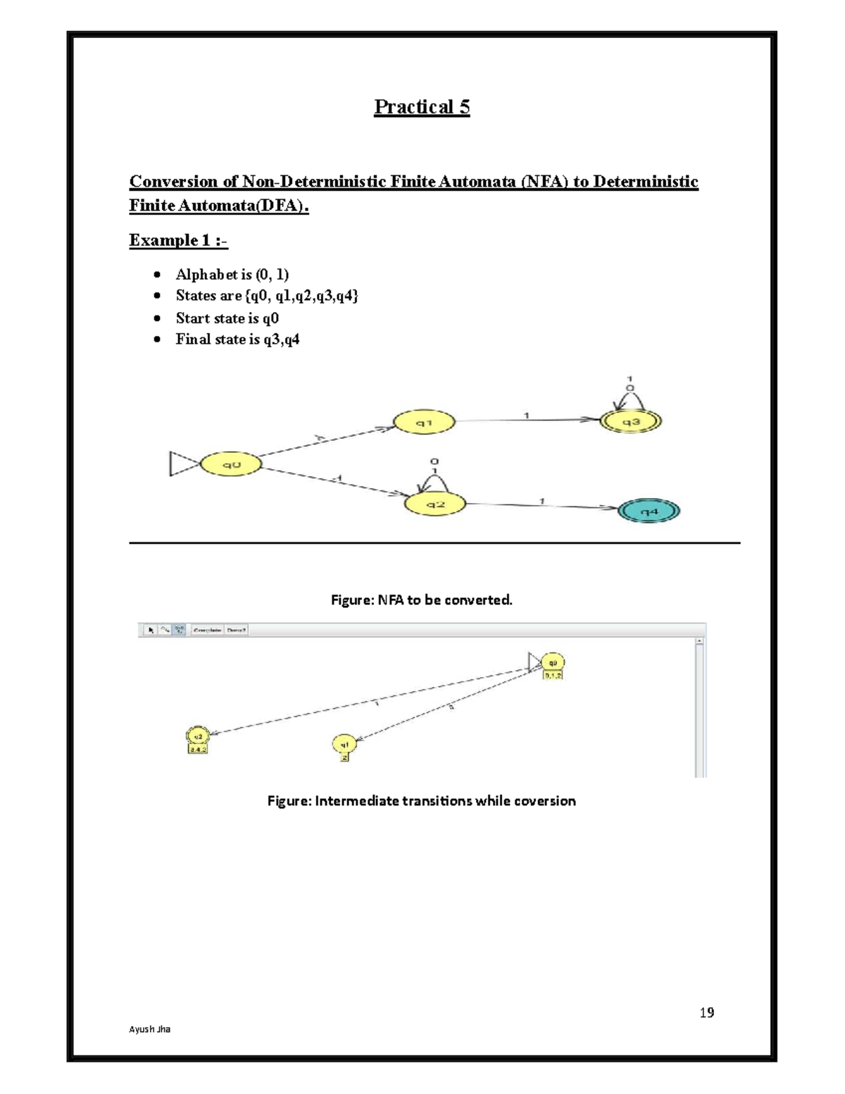 Practical 5: NFA to DFA Conversion with Examples and Figures - Studocu