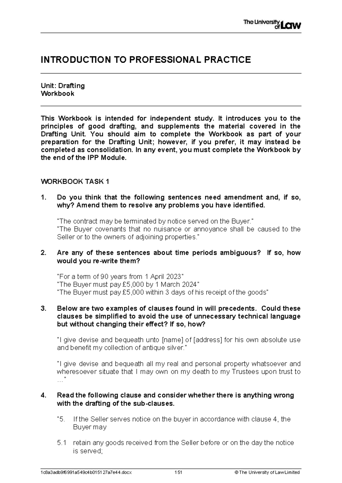 2324 IPP Drafting Workbook: Principles of Good Drafting - Studocu