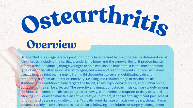 Osteoarthritis Overview and Management Strategies - Course Code: OA101 ...