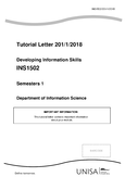 INS1502 - Unisa - Developing information skills - Studocu
