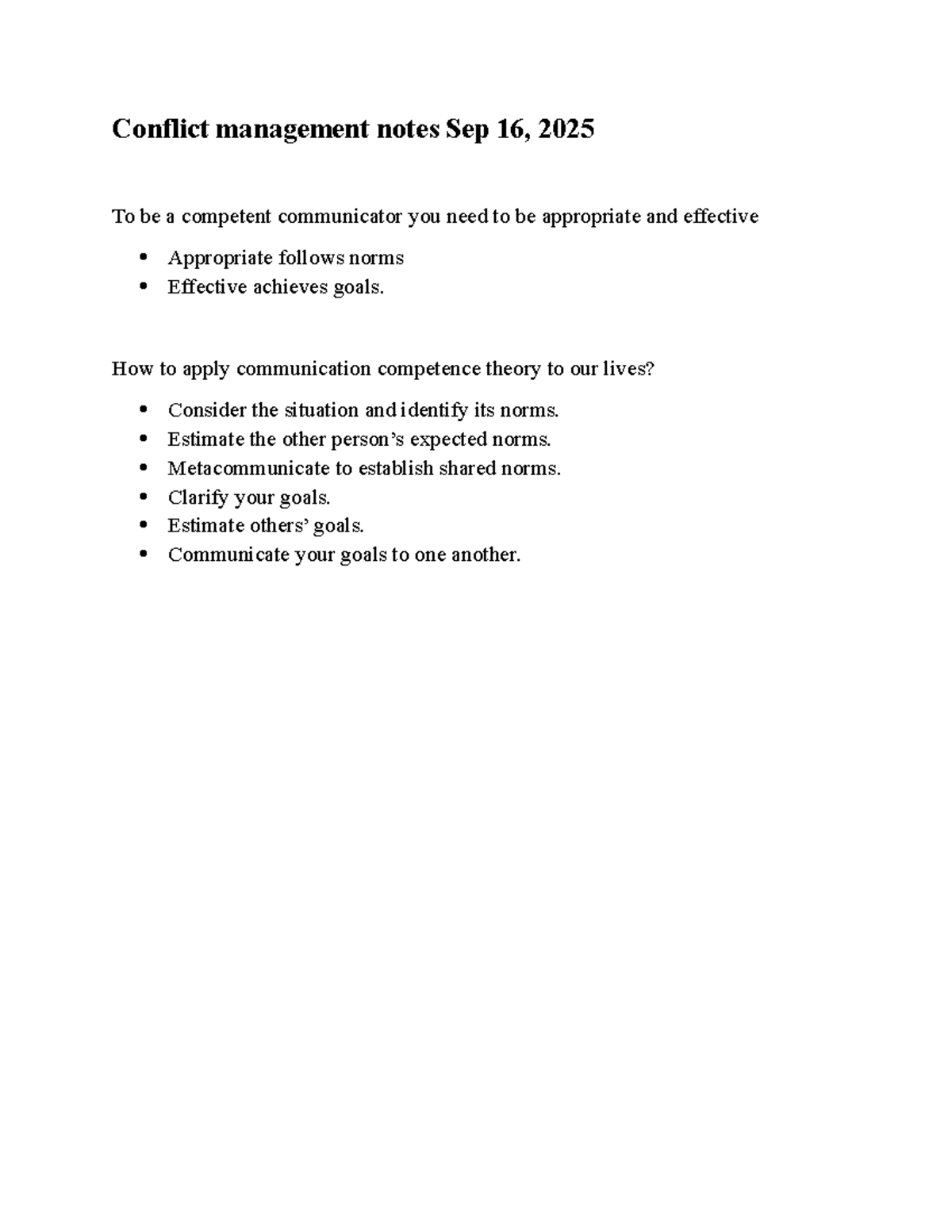 Conflict management notes - How to apply communication competence ...