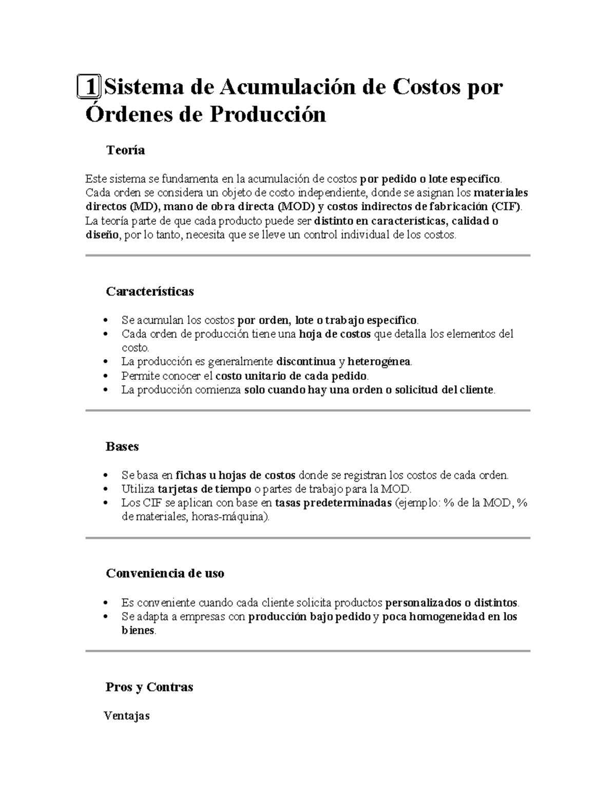 Sistemas de Costos por Órdenes y Procesos: Teoría y Comparación - Studocu