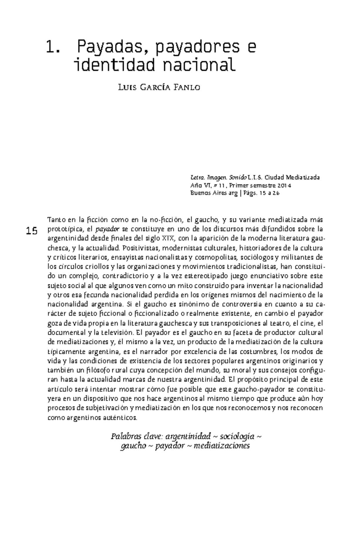 Estudio sobre las payadas y su impacto en la identidad argentina - L.I ...