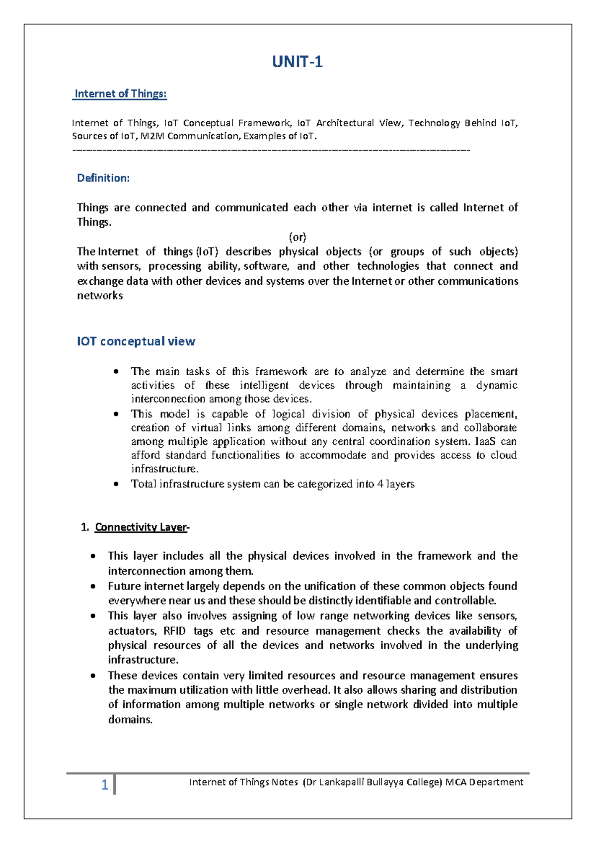 Unit 1: Overview of Internet of Things (IoT) Concepts and Architecture ...