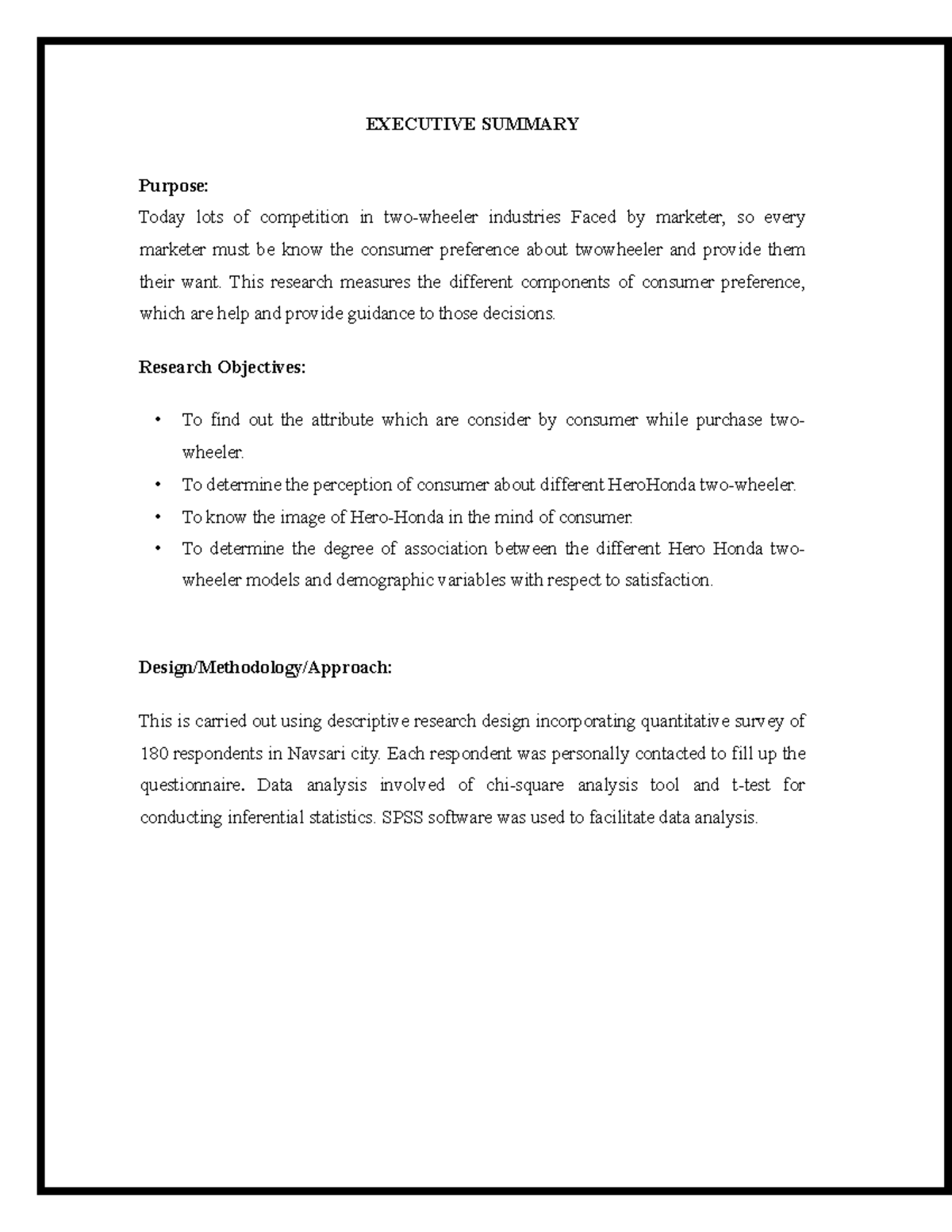 Consumer Preferences in Two-Wheeler Market: A Study (AYUSH 1234) - Studocu