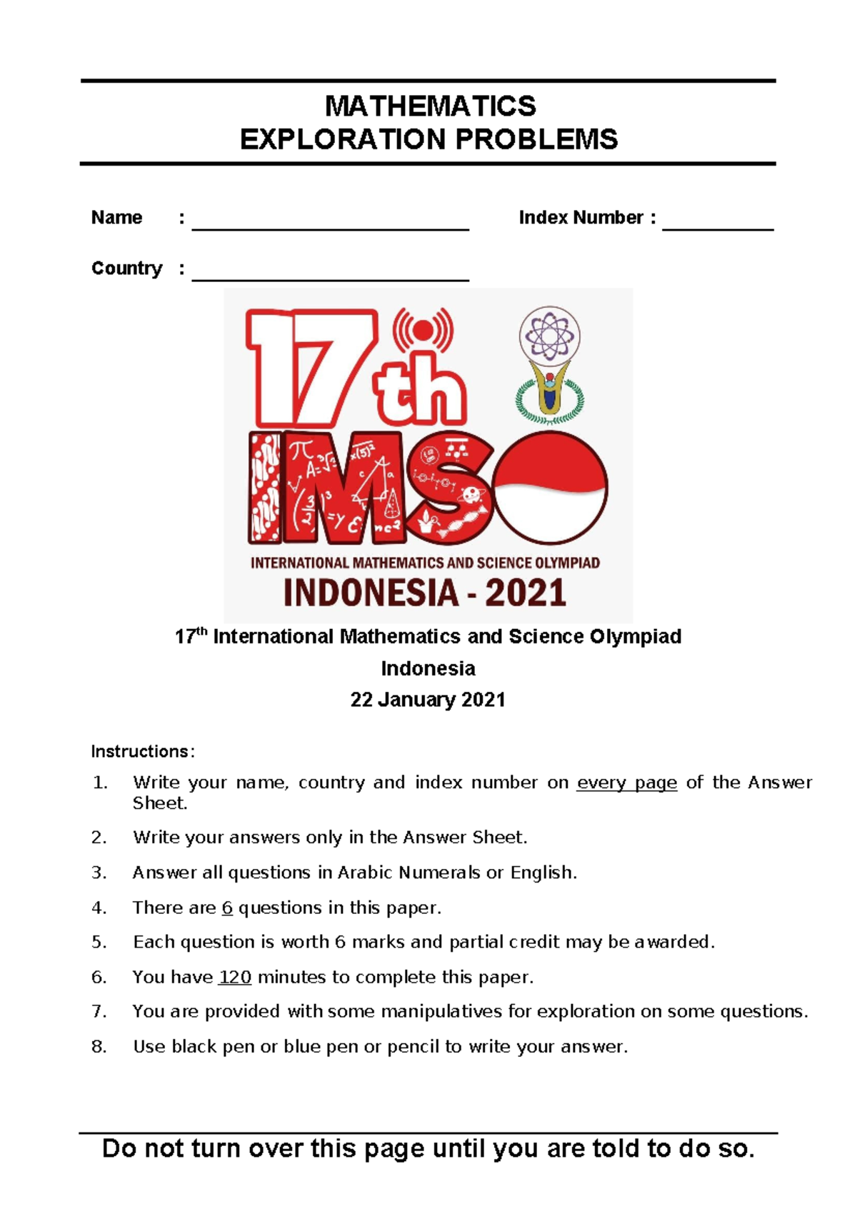IMSO 17th Int'l Math Exploration Problems - Detailed Solutions - Studocu
