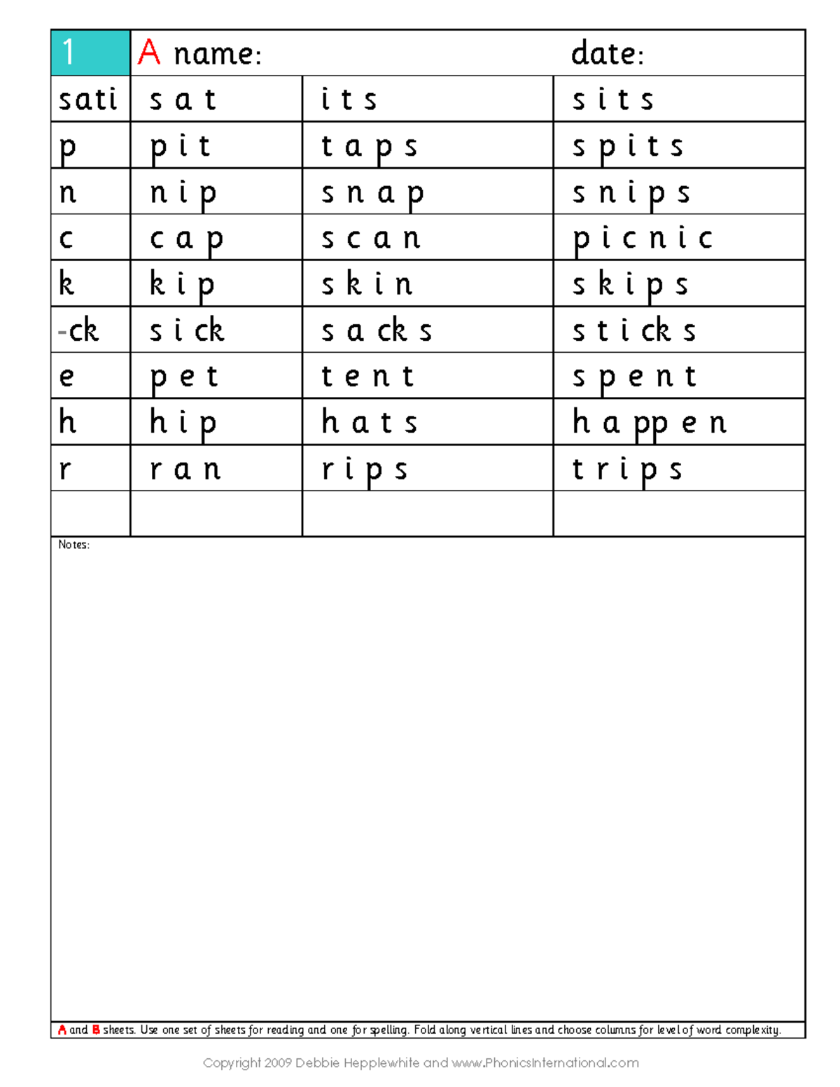 Assessments Version A: Spelling and Reading Grid Notes - Studocu