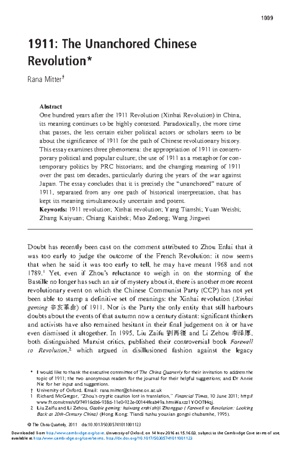 1911 the unanchored chinese revolution - 1911: The Unanchored Chinese ...