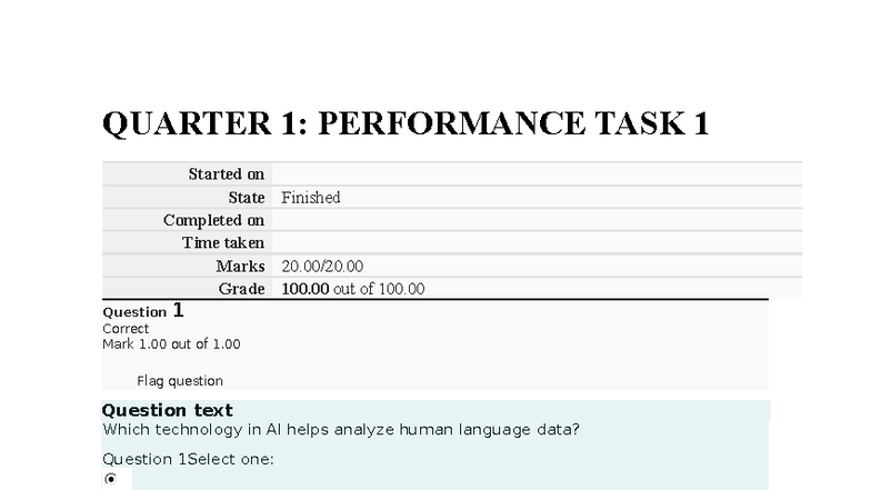 BAED-AI2111: Q1 Performance Task on AI Data Analysis Techniques - Studocu