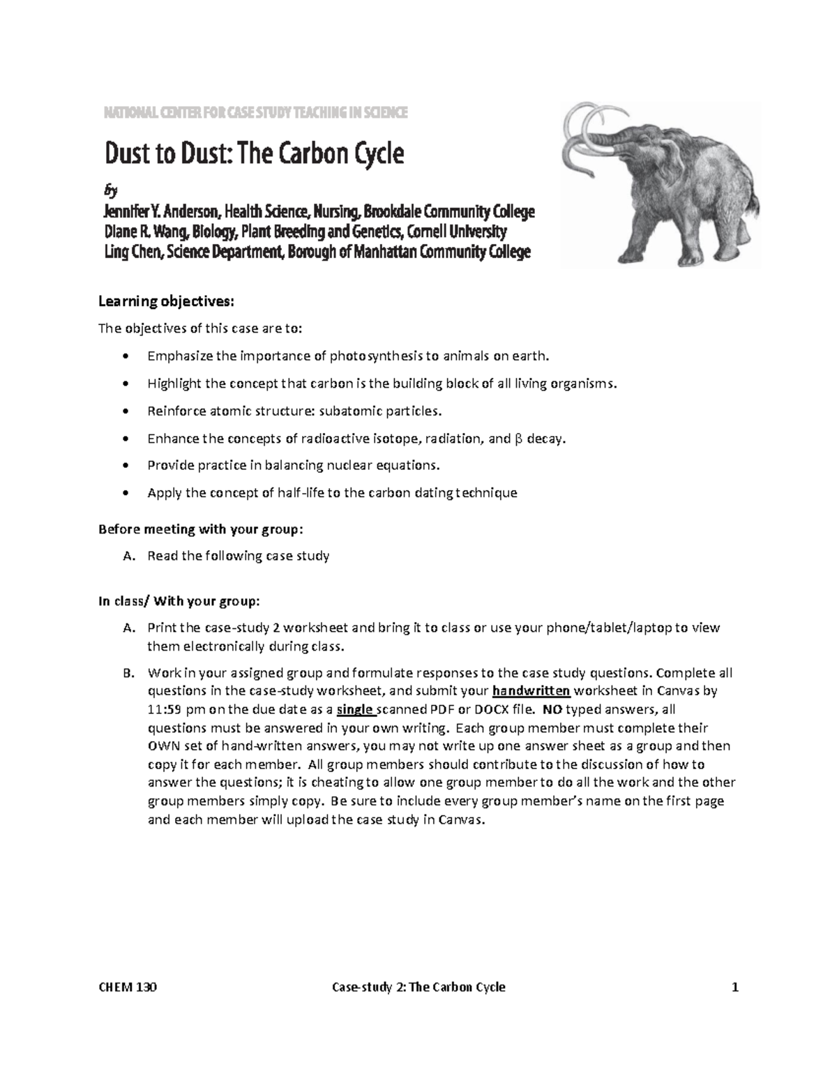 CHEM 130 Case Study: Understanding the Carbon Cycle and Dating ...