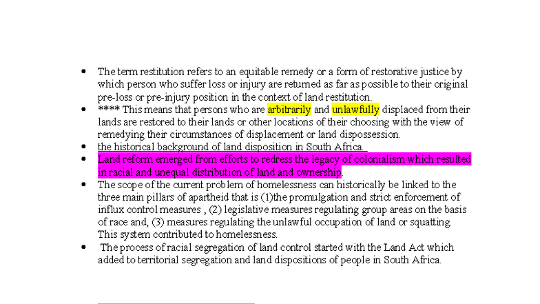 Land Restitution in South Africa: Historical Context and Legal ...