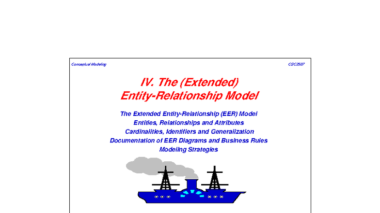 Conceptual Modeling and EER Diagrams - CSC2507 Overview - Studocu