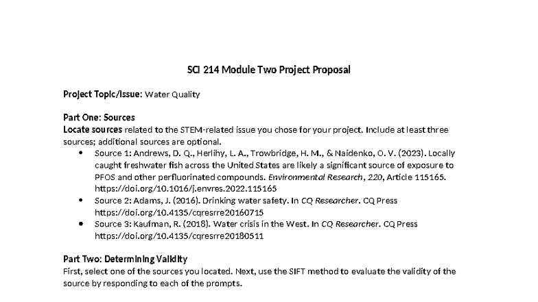 SCI 214 2-2 Project Proposal Choose Your Issue and Sources - SCI 214 ...