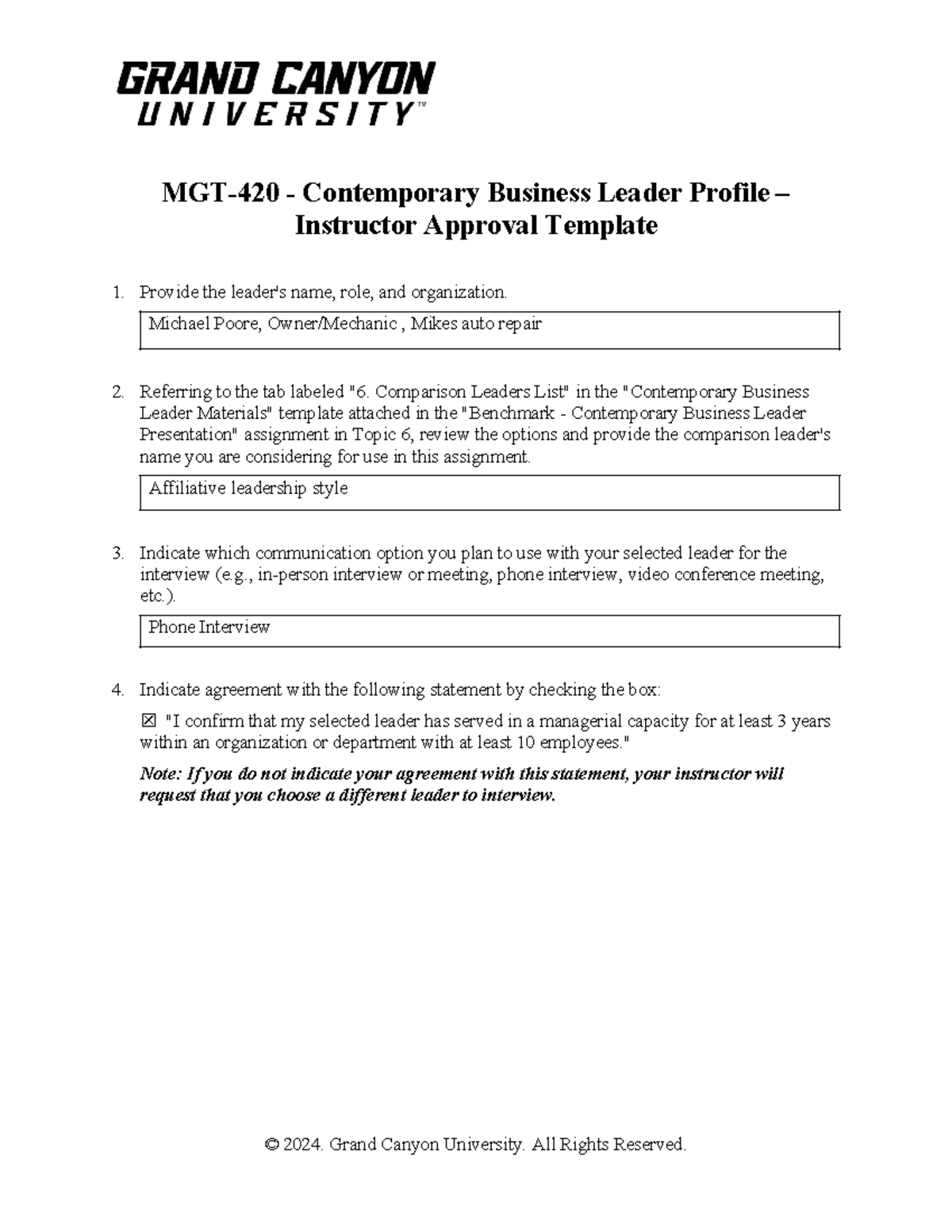 MGT-420-RS-Contemporary Business Leader Profile Approval Template - Studocu