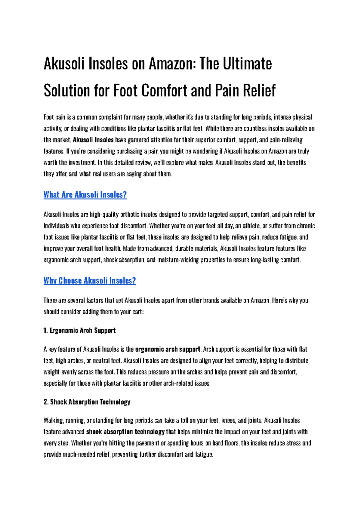 Akusoli Insoles on Amazon The Ultimate Solution for Foot Comfort and ...