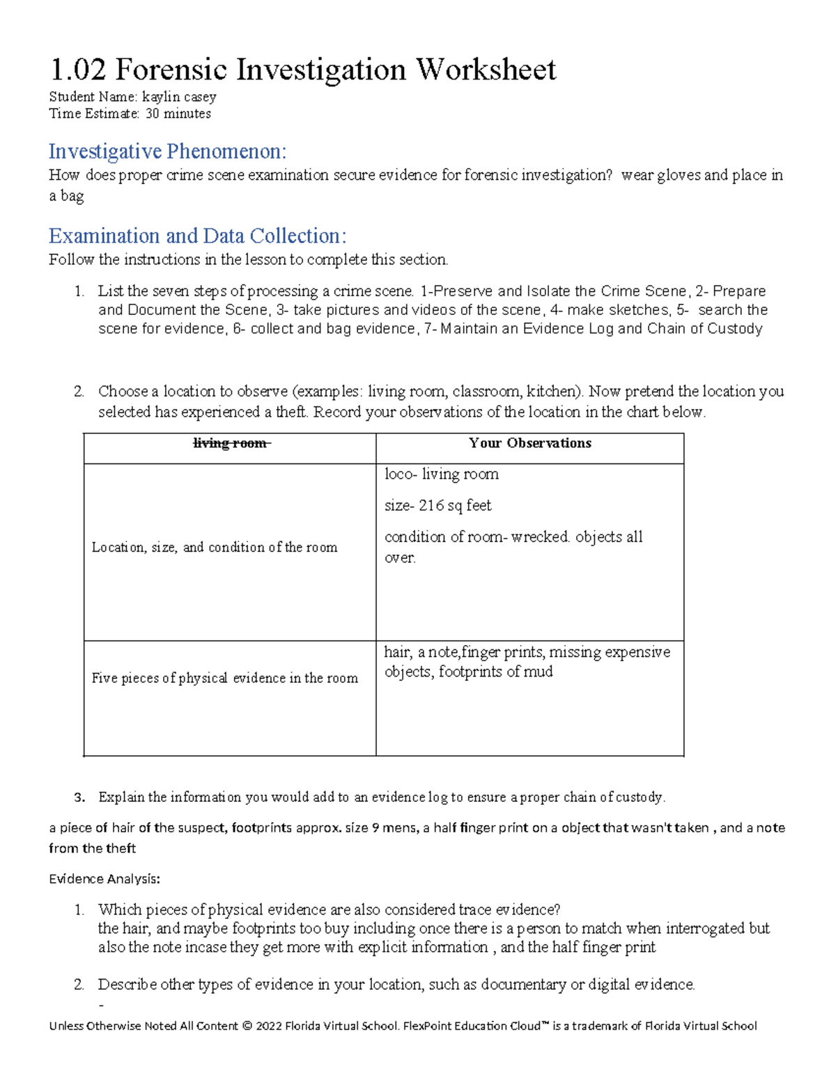 1.02 forensic - 1.02 assignment - 1 Forensic Investigation Worksheet ...