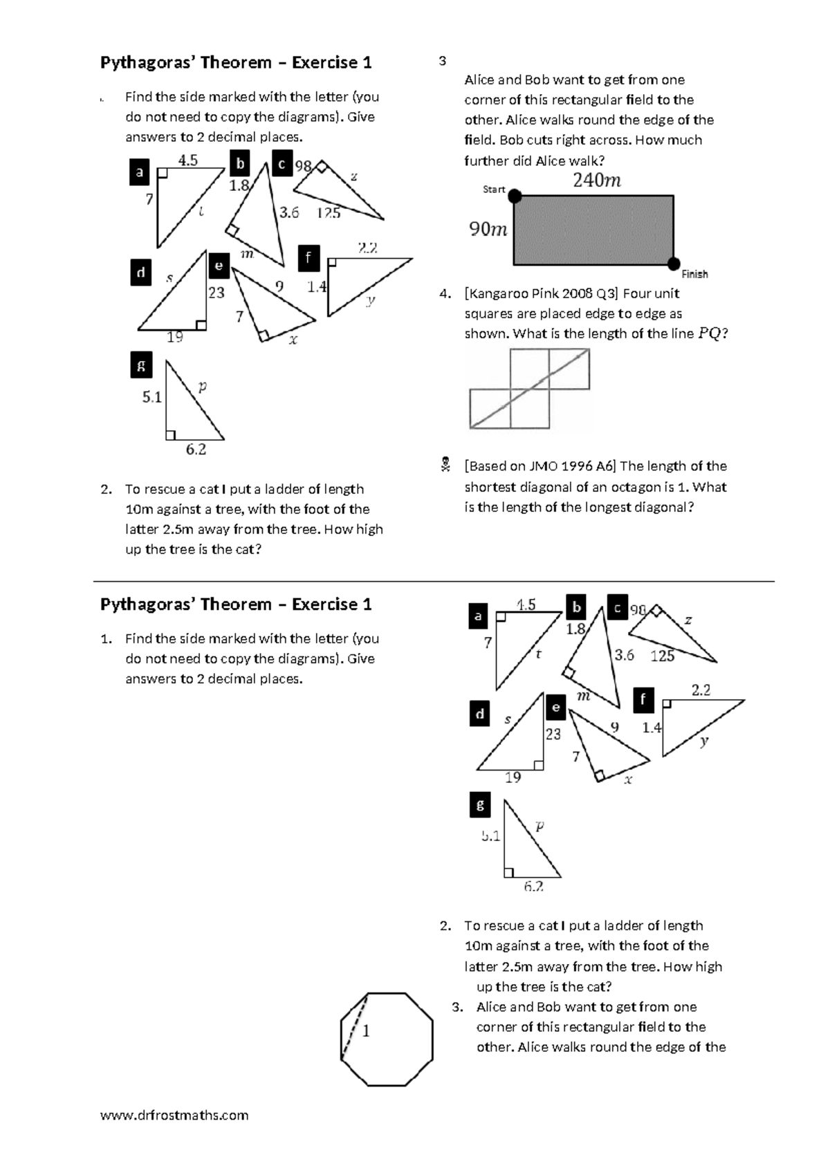 Yr7-Pythagoras-Theorem Exercises and Solutions - Studocu