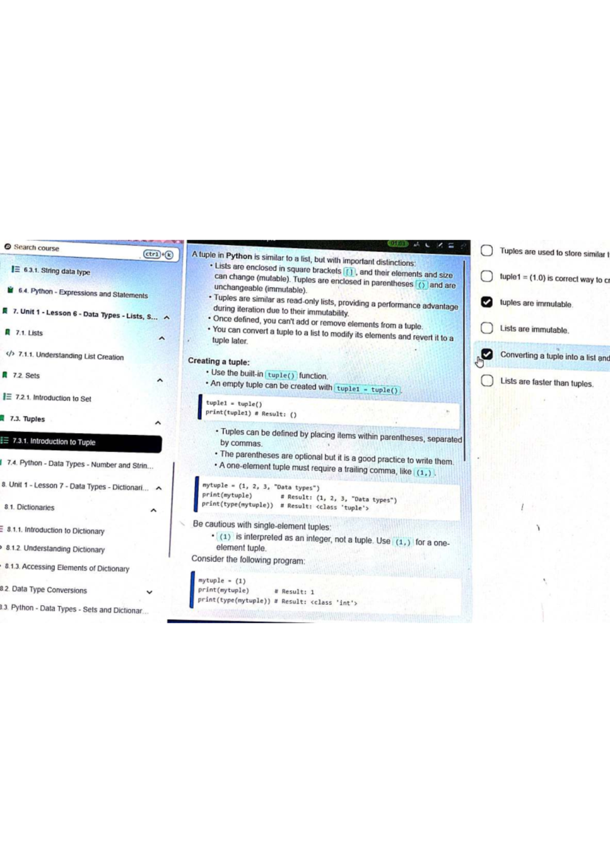 Unit 1 Lesson Notes Understanding Python Tuples And Data Types Studocu