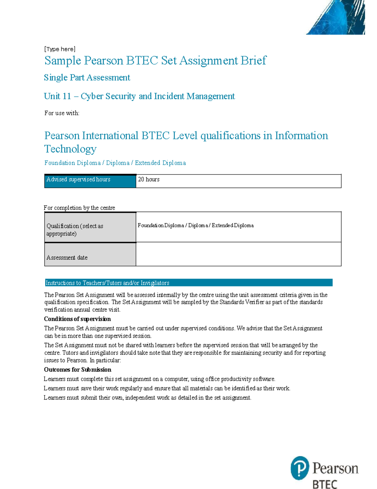Unit 11: Cyber Security & Incident Management Assignment Brief - Studocu