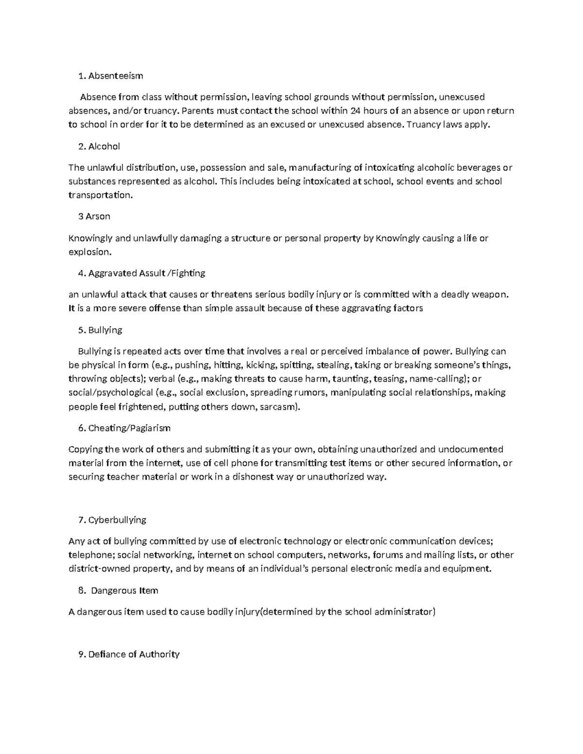 Student Conduct Violations Handbook: Key Offenses and Policies - Studocu
