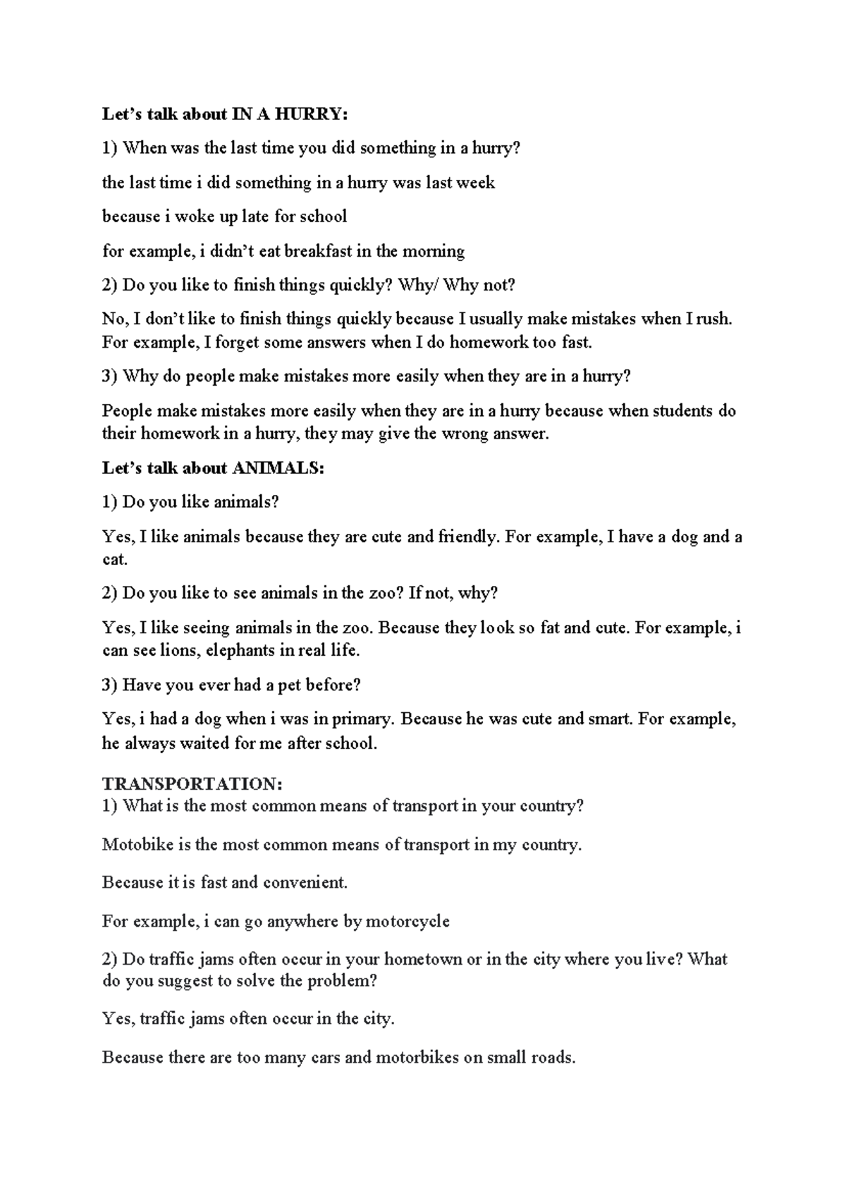 Speaking Notes - Rabjh: Discussing Daily Life Topics - Studocu