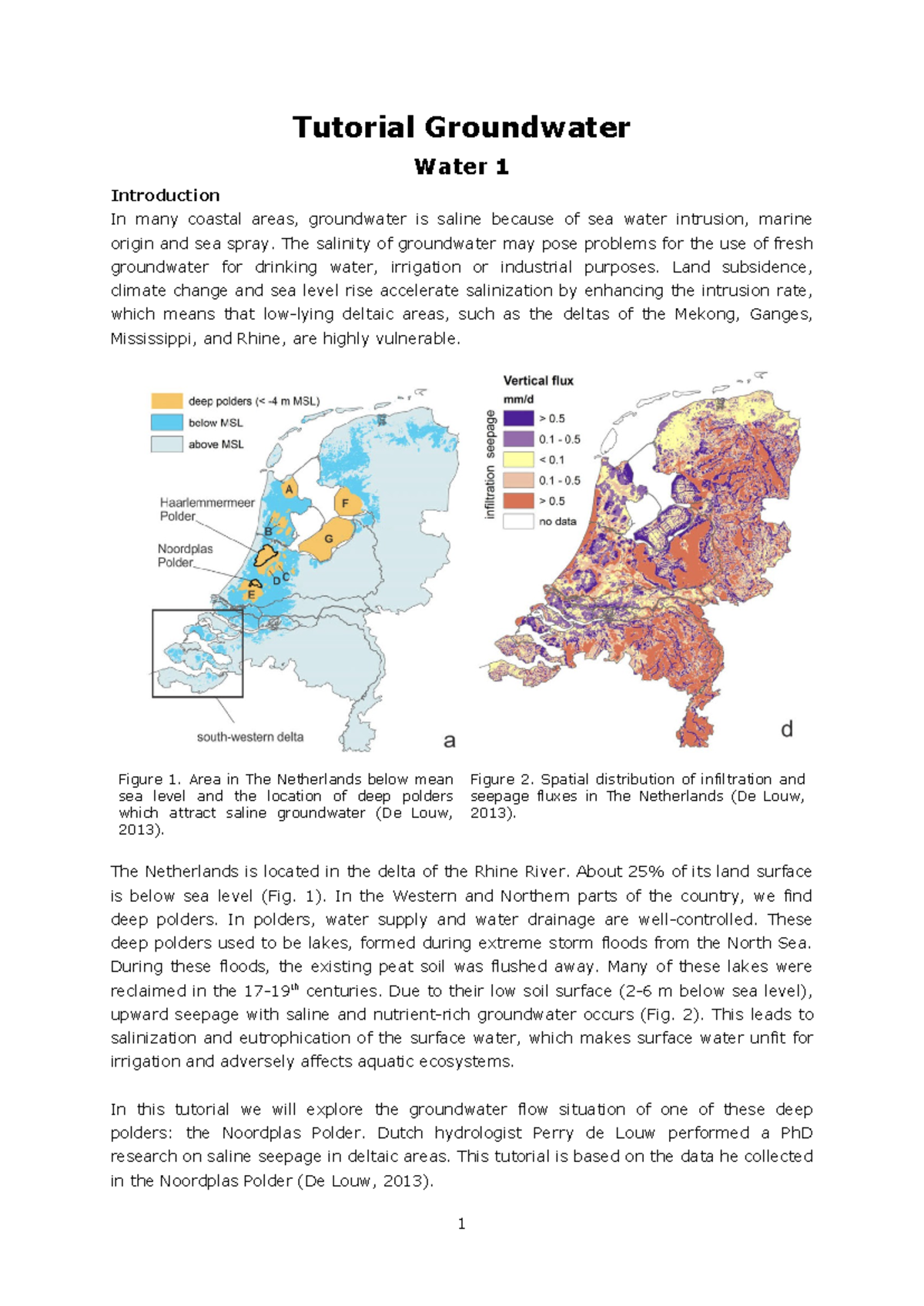 Tutorial on Groundwater Salinization in Noordplas Polder (WATER 1 ...