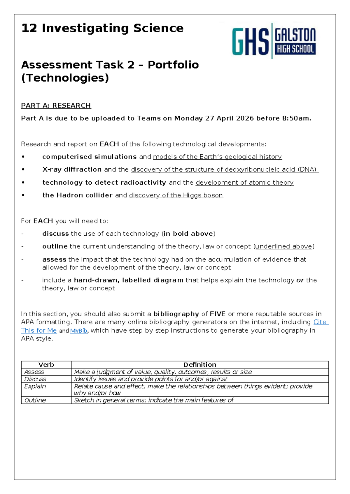 12 Investigating Science Assessment Task 2: Research Portfolio - Studocu