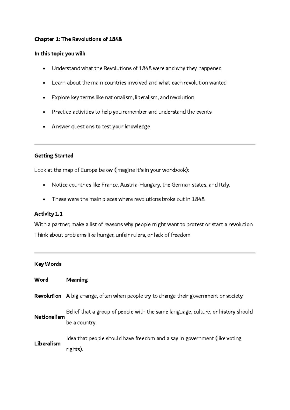 Chapter 1: The Revolutions of 1848 - Understanding Causes and Effects ...