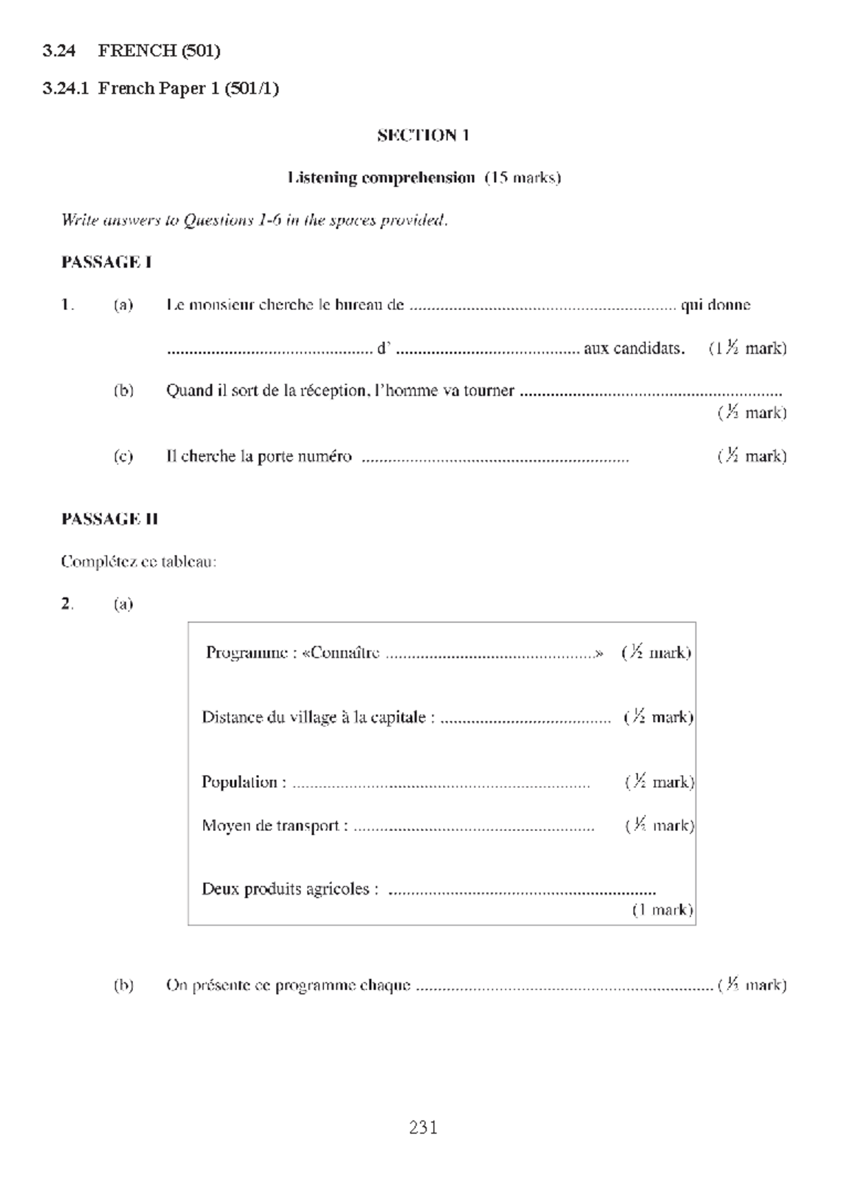 2014-KCSE French (501) Paper 1 & 2 Question Samples - Studocu