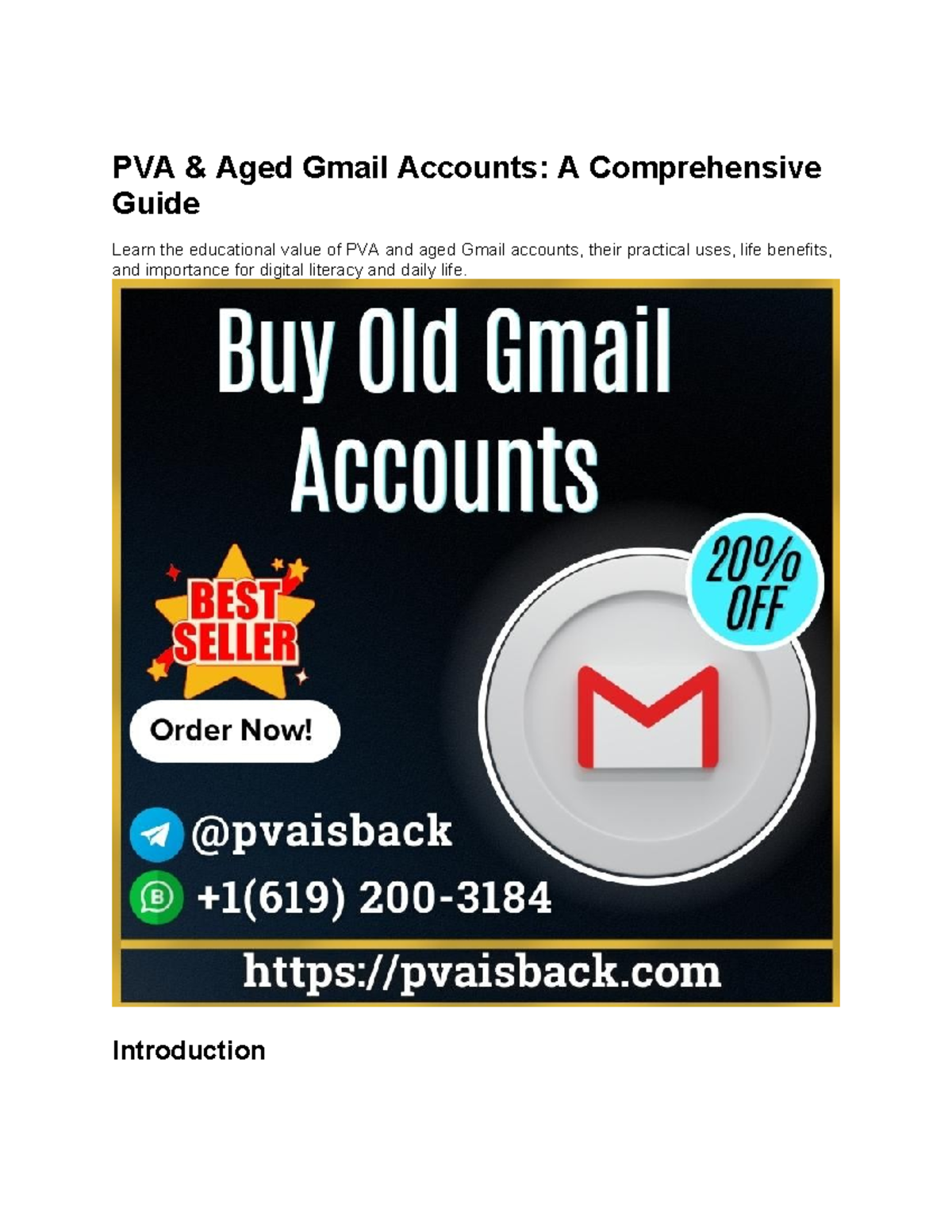 PVA & Aged Gmail Accounts: A Comprehensive Educational Guide - Studocu