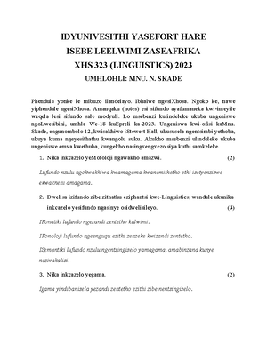 IsiXhosa for law assignment - IsiNcoko sesiXhosa Isihloko: Indlela ...