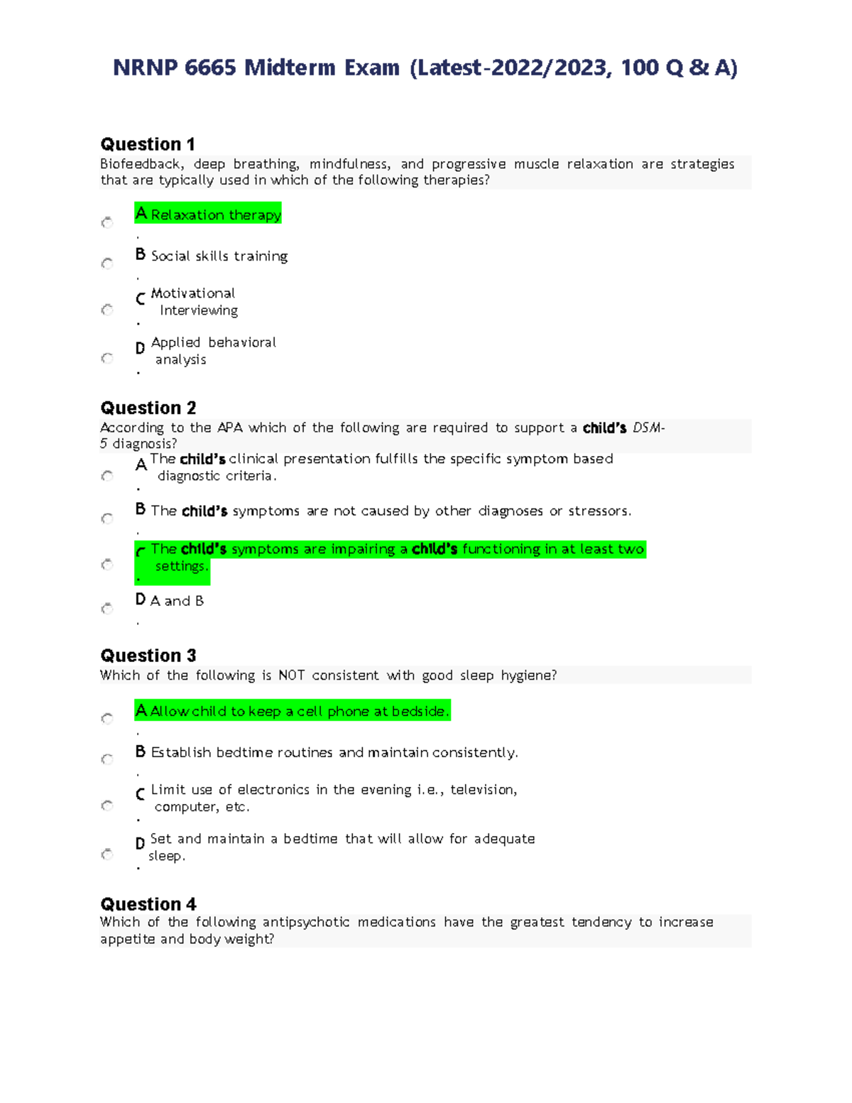 NRNP 6665 Midterm Exam Study Guide: Key Questions & Answers - Studocu