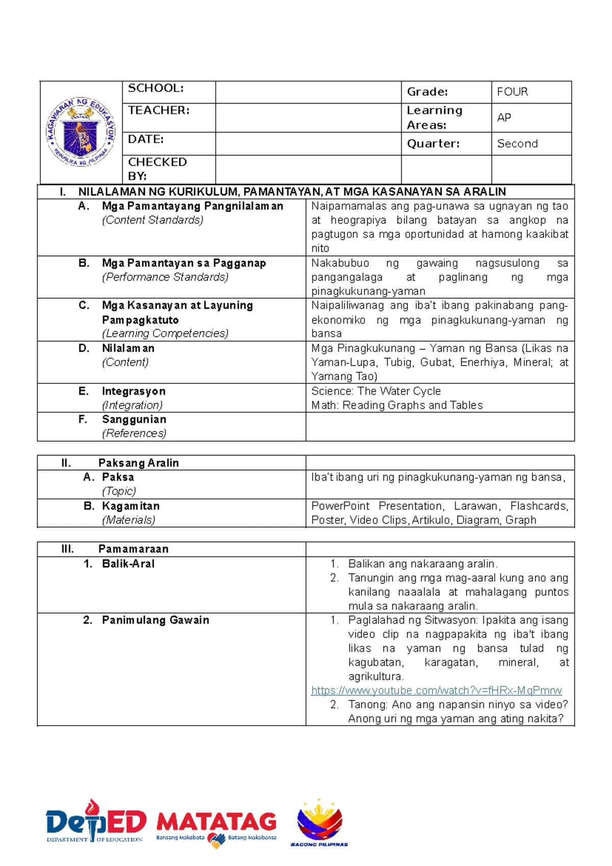 Matatag Lesson-Plan-Template-Final EPP - Department of Education CARAGA ...