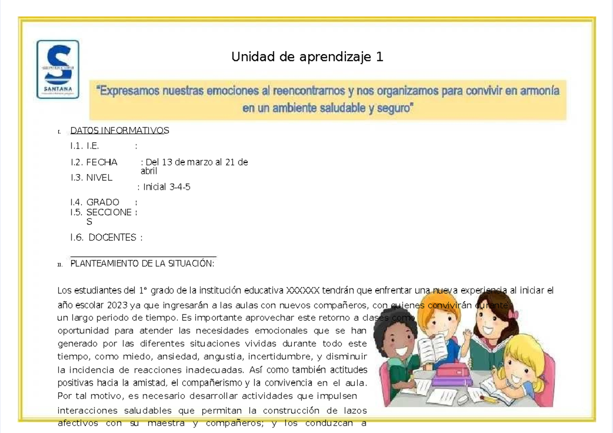 Pdf-unidad-de-aprendizaje-inicial compress - Unidad de aprendizaje 1 I. DATOS INFORMATIVOS I. I ...